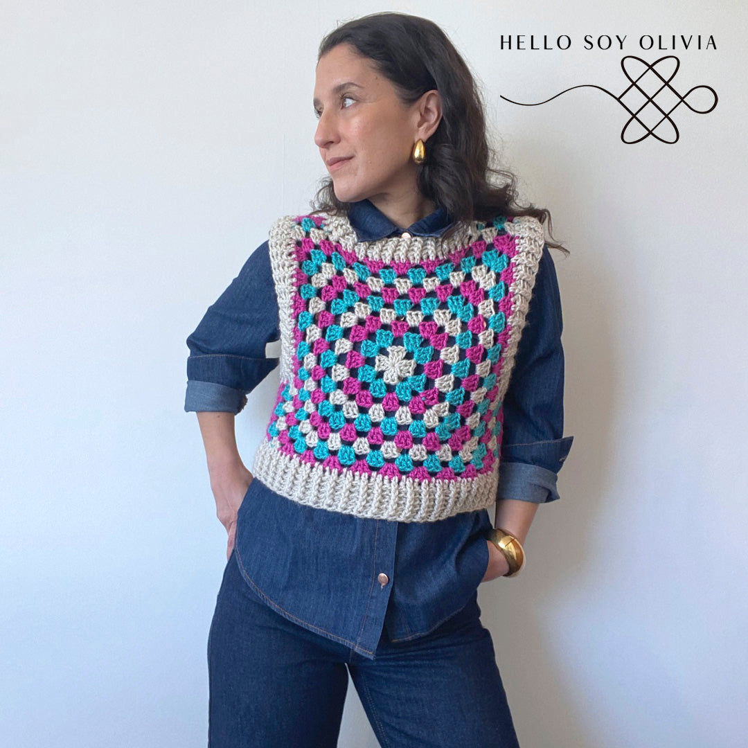 Patrón Pixel Vest – Orquídea